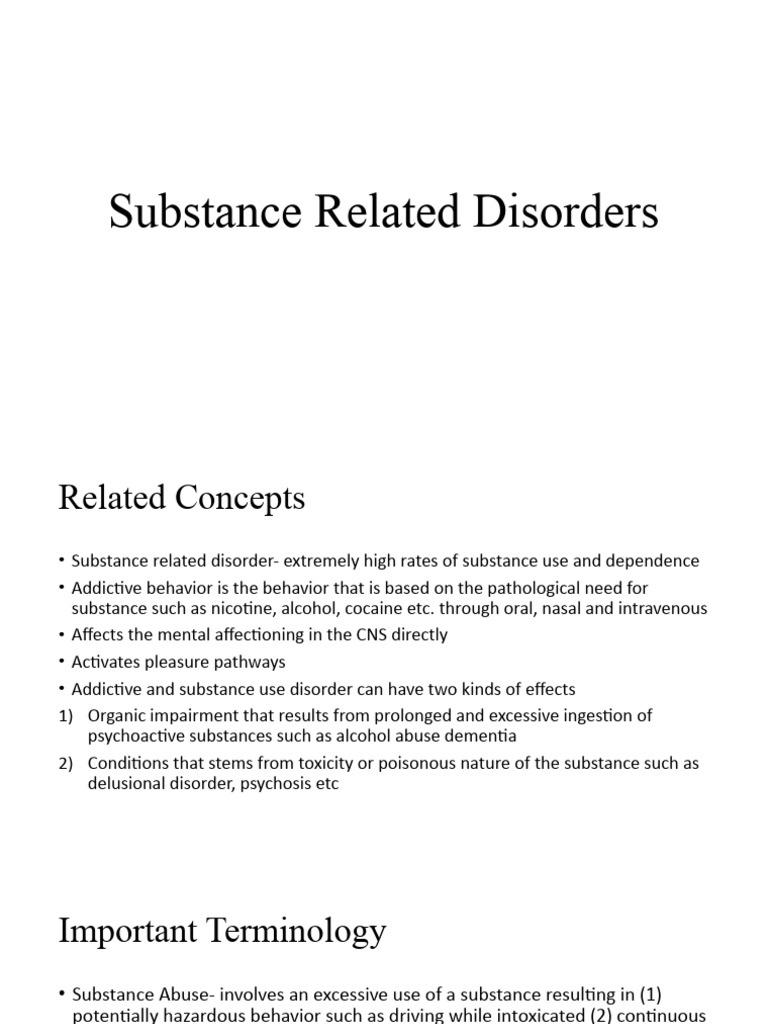 Substance Related Disorder | PDF | Substance Abuse | Mental Disorder