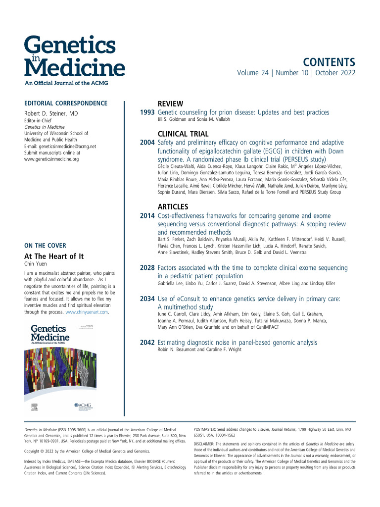 Table of Contents - 2022 - Genetics in Medicine | PDF | Elsevier ...