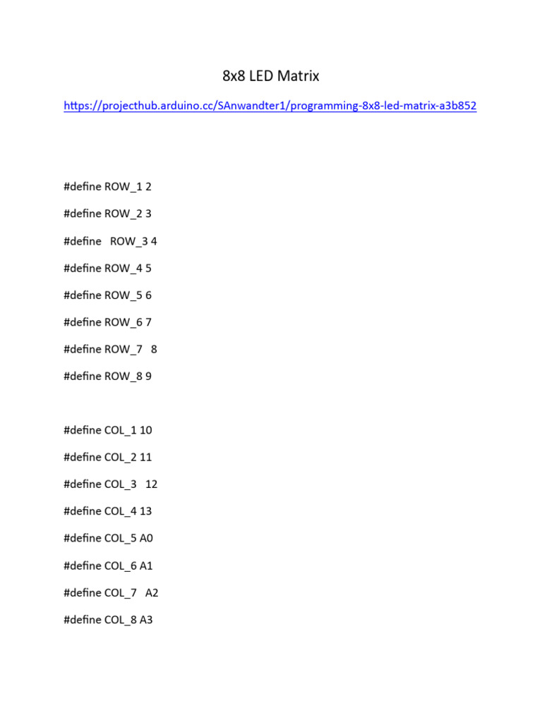 8x8 LED Matrix | PDF | Computer Engineering | Computing