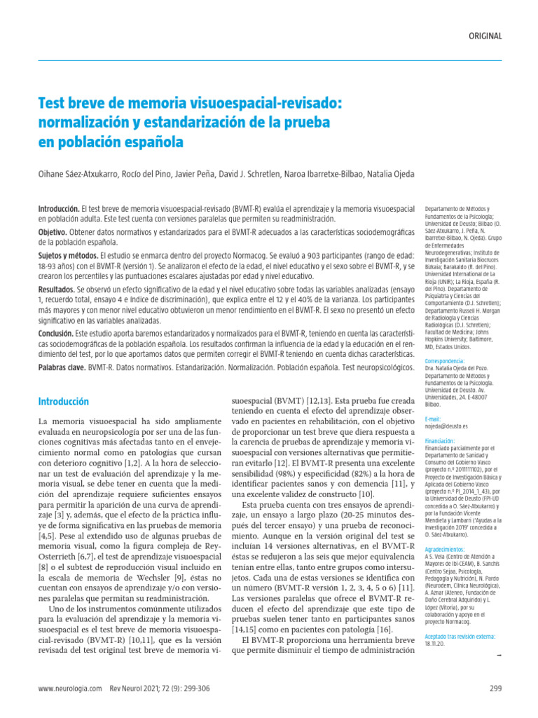 BVMT-R Puntuacion y Validacion | PDF | Memoria | Trastorno mental