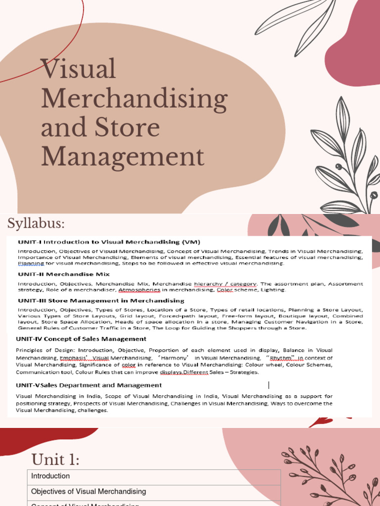 Visual Merchandising Syllabus Overview | PDF | Retail | Merchandising