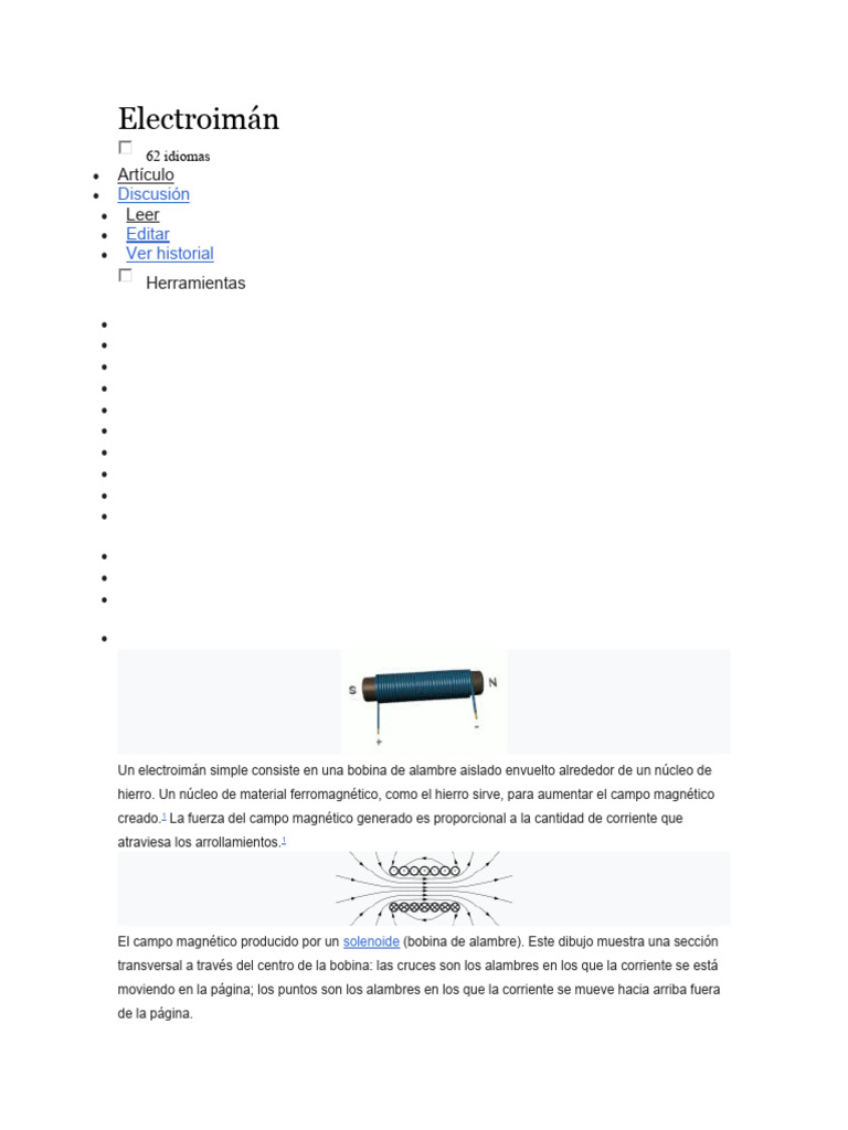 Componentes y usos del electroimán | PDF