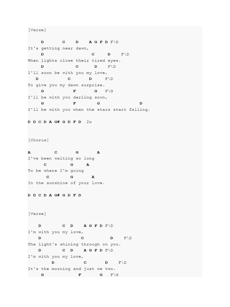 Sunshine of Your Love - Cream (Chords) | PDF