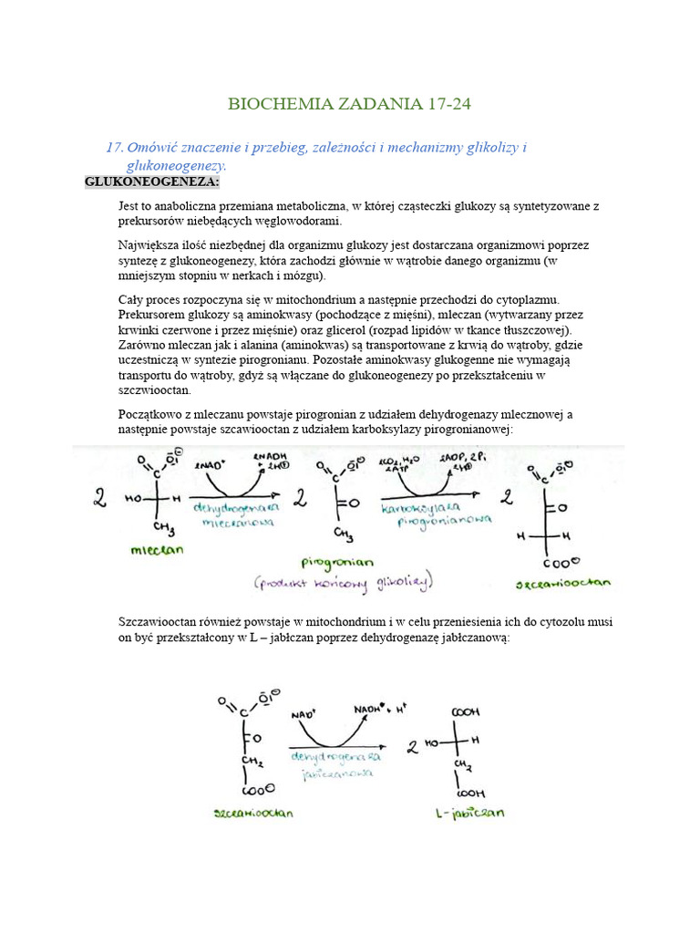 Biochemia Zadania | PDF