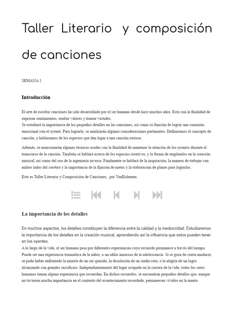 Taller Literario y Composición de Canciones | PDF | Canciones | Pensamiento