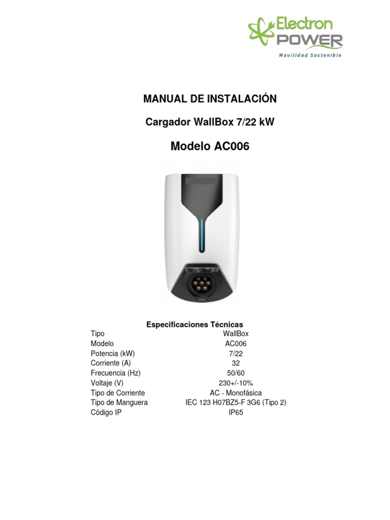 Instalación Cargador WallBox AC006 | PDF
