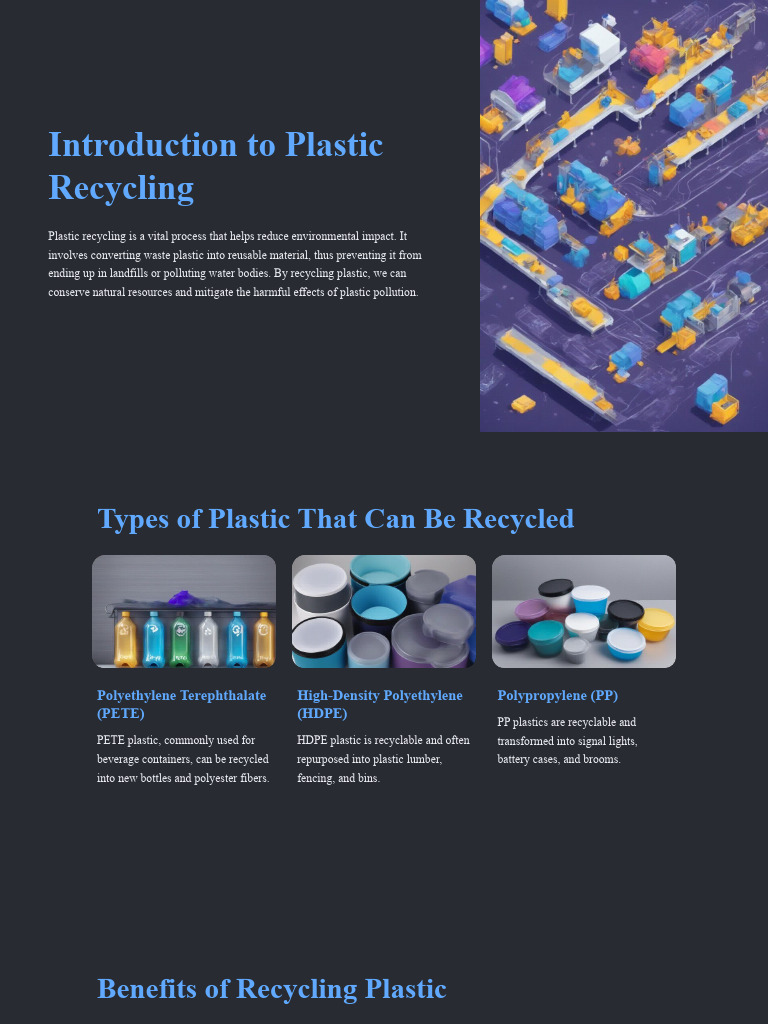 Introduction To Plastic Recycling | PDF | Recycling | Pollution
