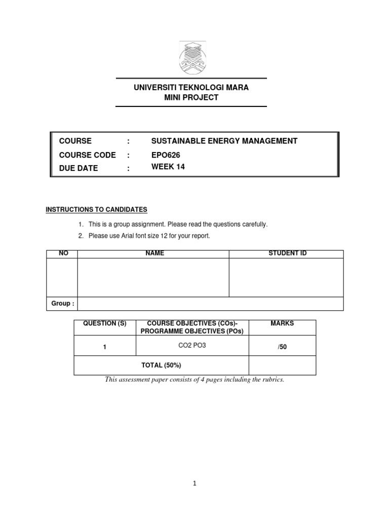 Mini Project With Rubrics EPO626 Mac 2022 - Ogos 2022 | PDF ...