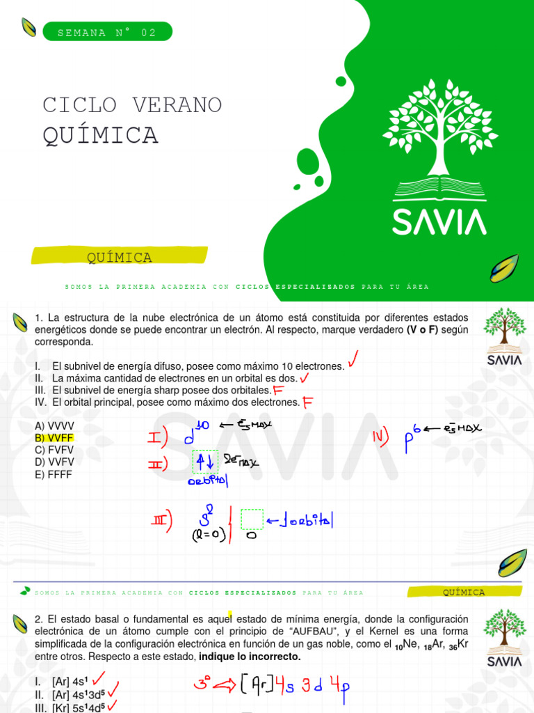 Verano Quimica s2 | PDF | Química | Configuración electronica