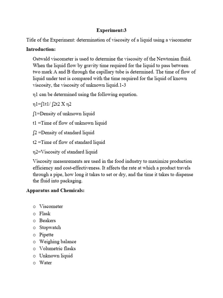 Lab 3 | Download Free PDF | Liquids | Viscosity