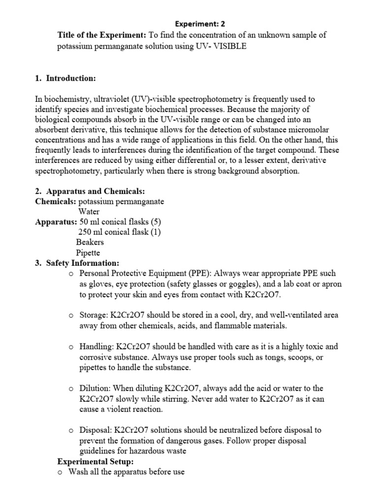 Lab 2 | PDF | Spectrophotometry | Ultraviolet–Visible Spectroscopy