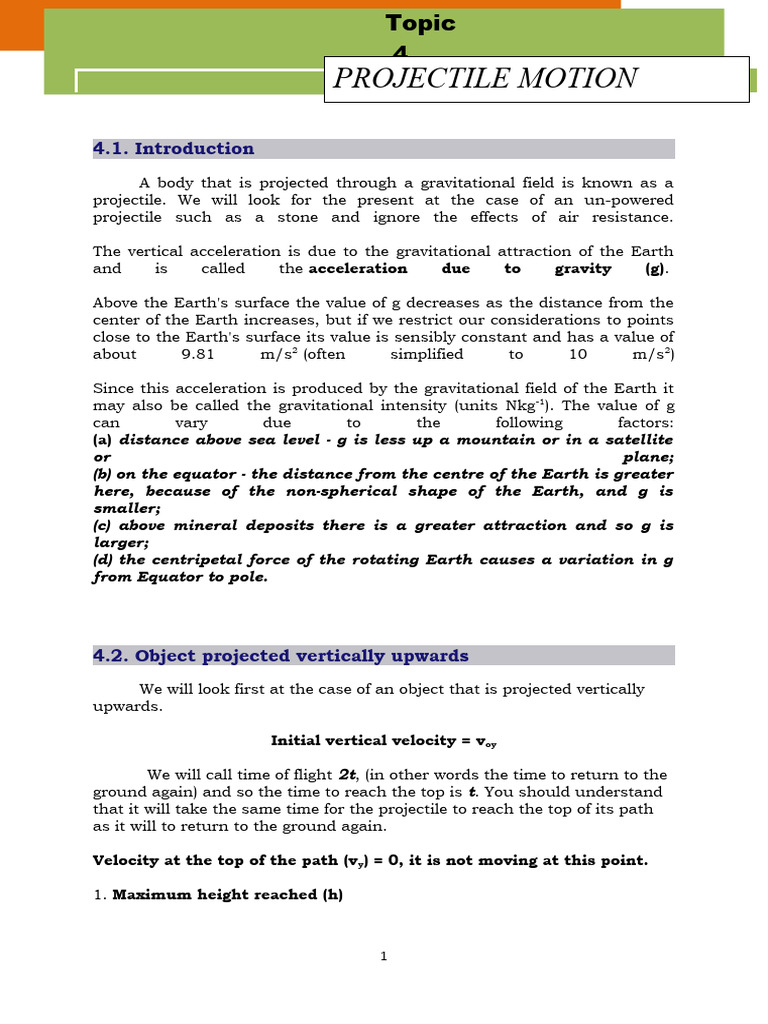 Projectile | PDF | Physics | Dynamics (Mechanics)