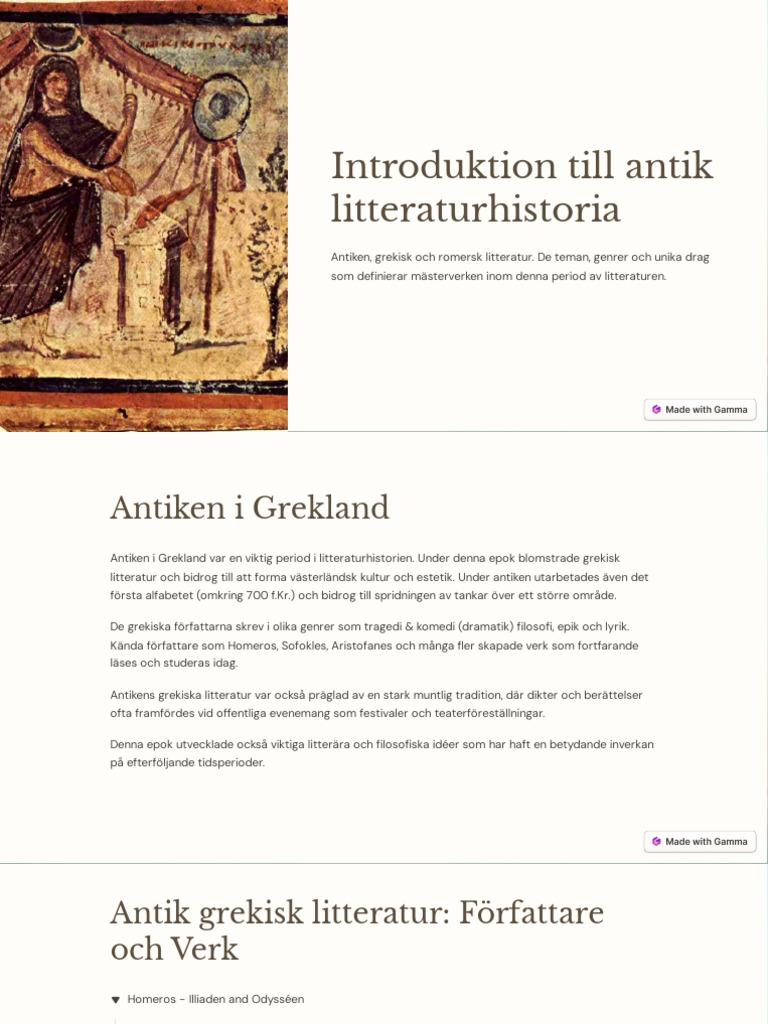 Introduktion Till Antik Litteraturhistoria | PDF