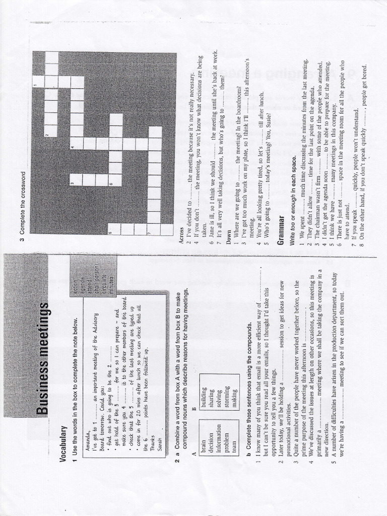 Business Meetings Vocab | PDF