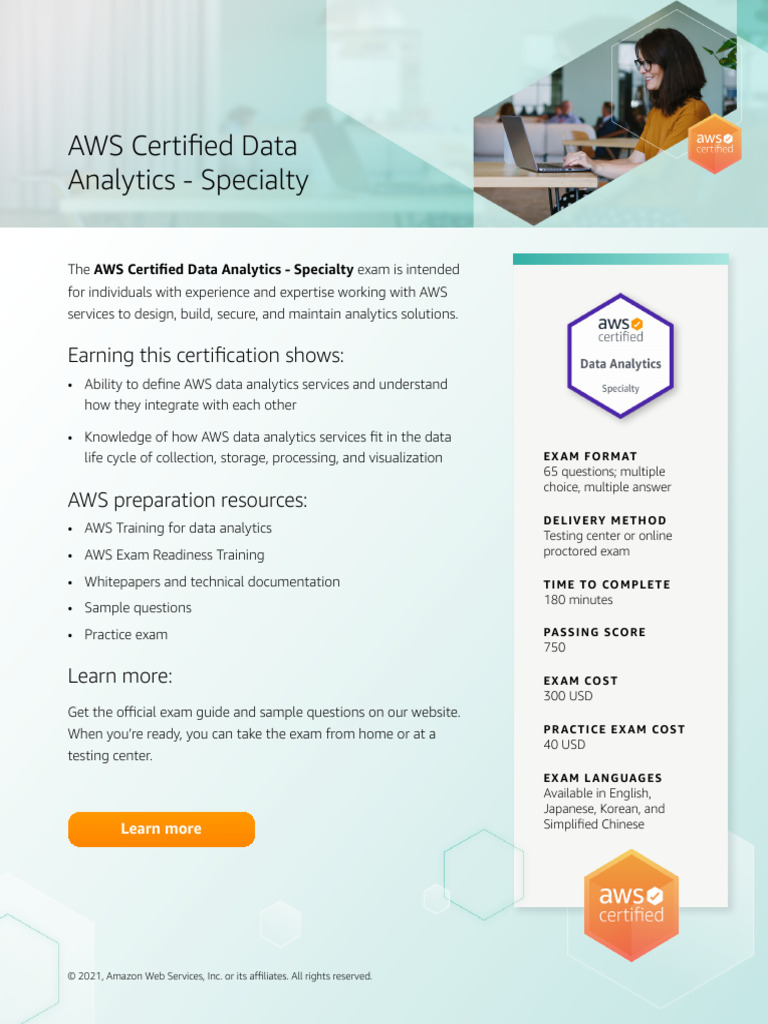 AWS T&C P2C Datasheet DataAnalytics Specialty | PDF | Amazon Web Services | Computing