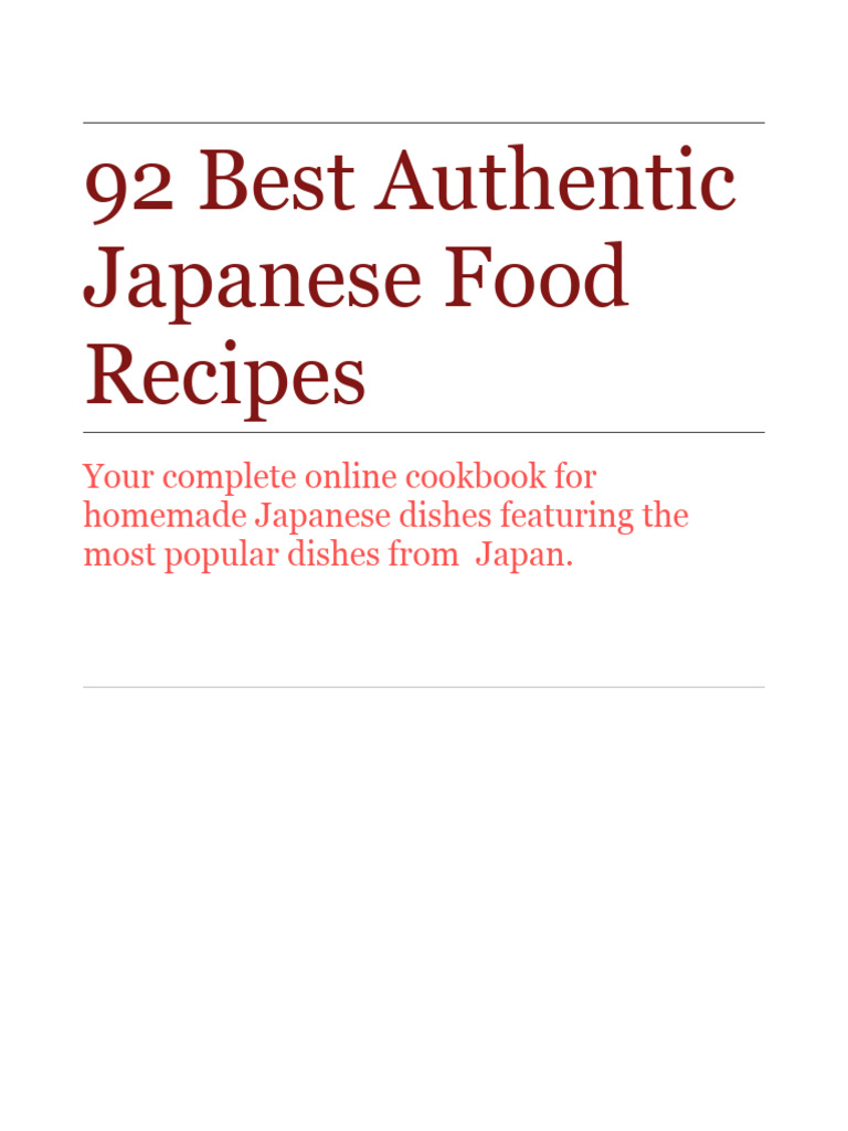 92 Best Authentic Japanese Food Recipes | PDF | Japanese Cuisine | Sushi