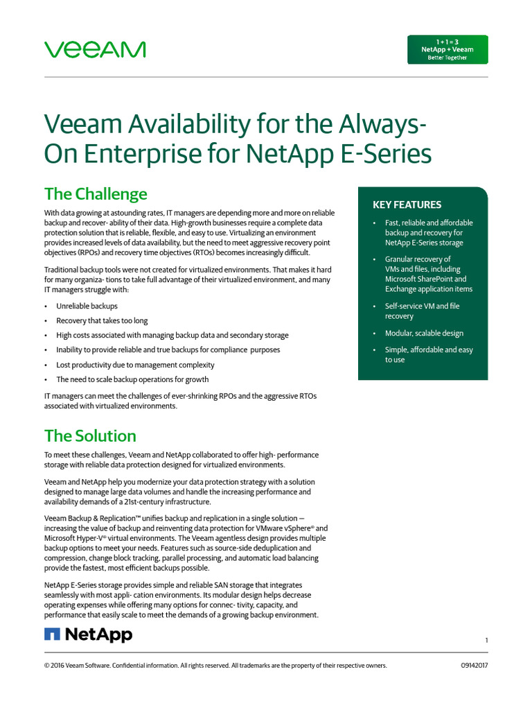Veeam Availability For NetApp ESeries | PDF | Backup | Software Engineering Veeam Availability For NetApp ESeries | PDF | Backup | Software Engineering