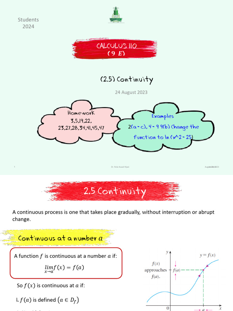 Calculus 110: (2.5) Continuity | Download Free PDF | Continuous Function | Function (Mathematics)