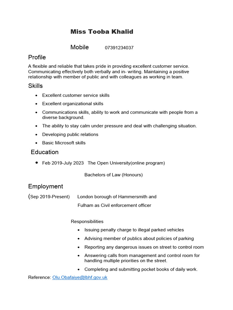 Tooba CV Update | PDF | Computing