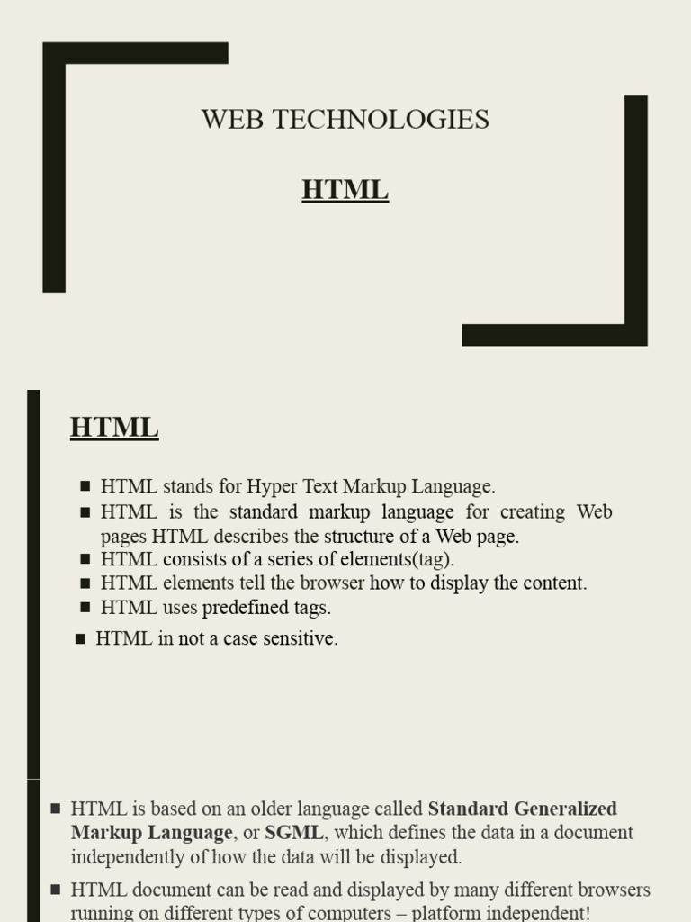 Web Technologies | PDF | Html | Html Element