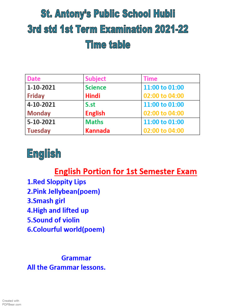 3rd STD 1st Term Portion | PDF | Linguistics | Languages