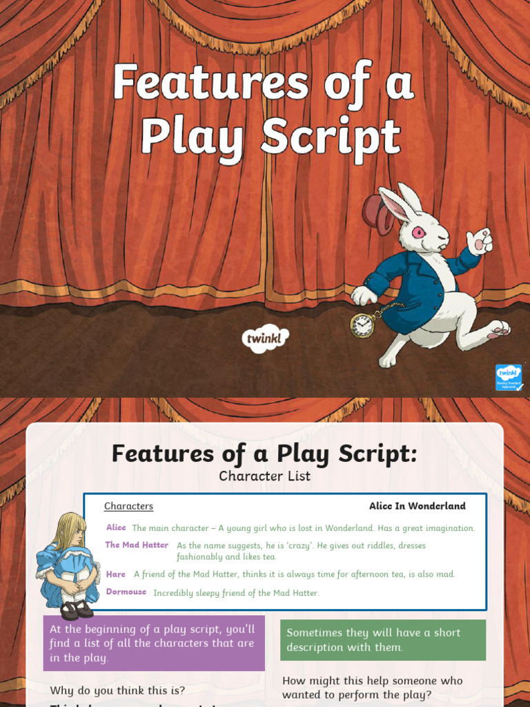 Features of A Play Script | PDF | Alice's Adventures In Wonderland