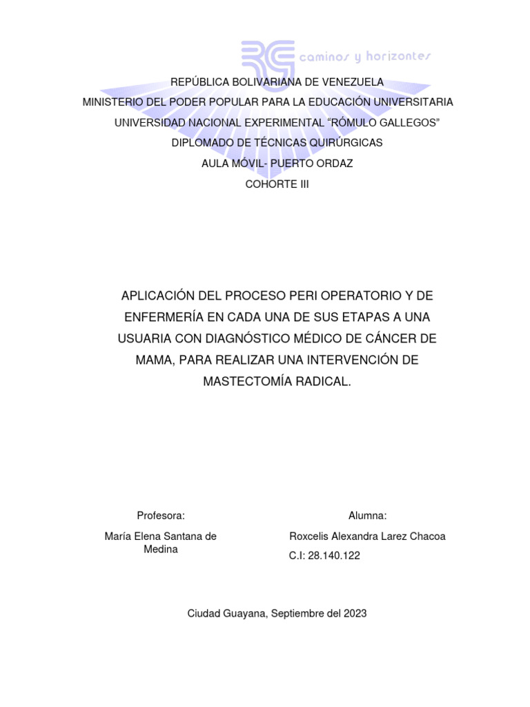 Mastectomia Radical, Roxcelis Larez | PDF | Cáncer | Cáncer de mama