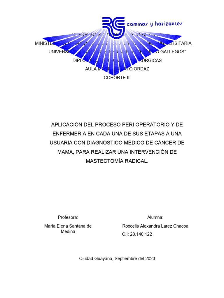 Mastectomia Radical. | Descargar gratis PDF | Cáncer | Cáncer de mama