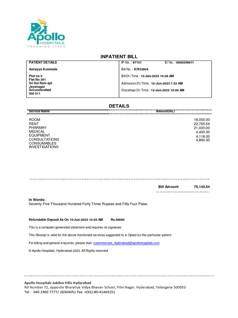 Medical Bill | PDF