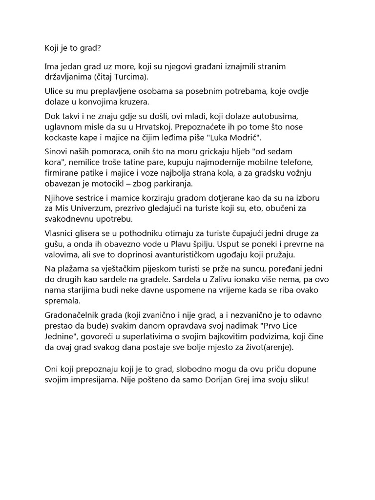 Koji Je To Grad | PDF