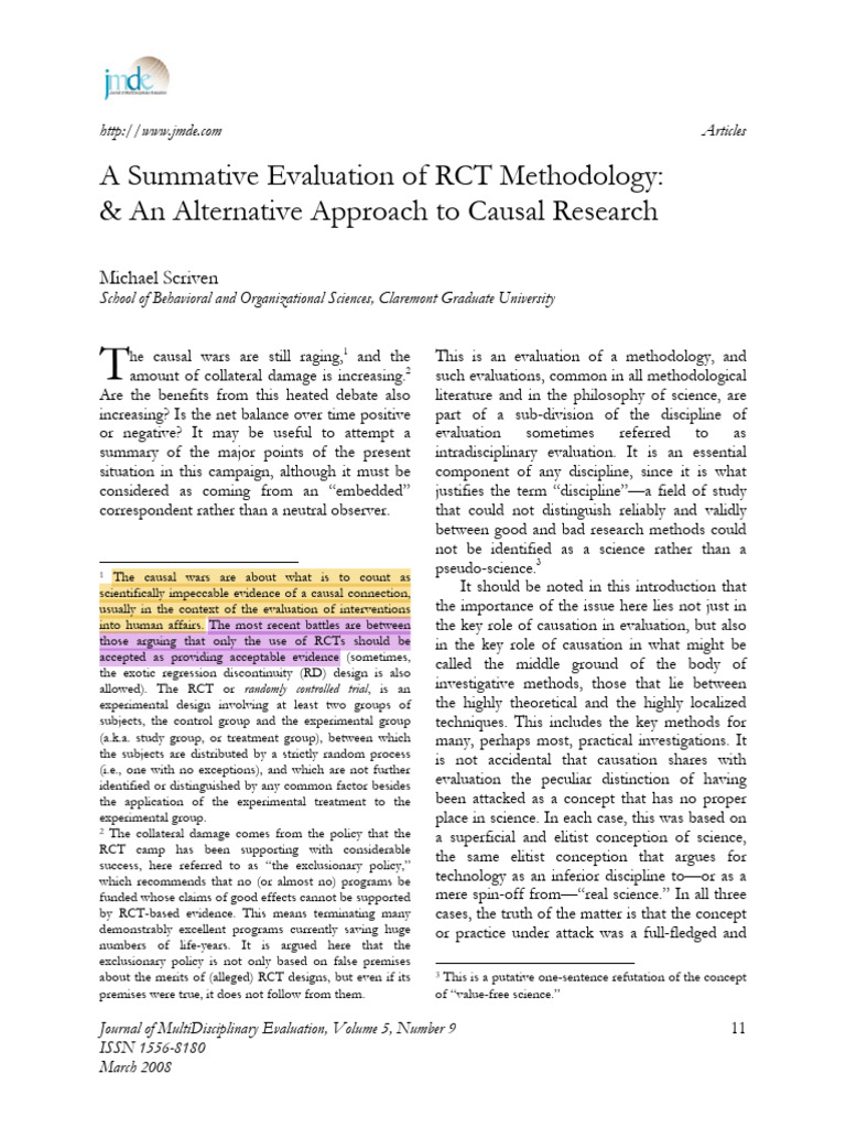 Scriven - Evaluation of RCT Methodology | Download Free PDF | Randomized Controlled Trial ...