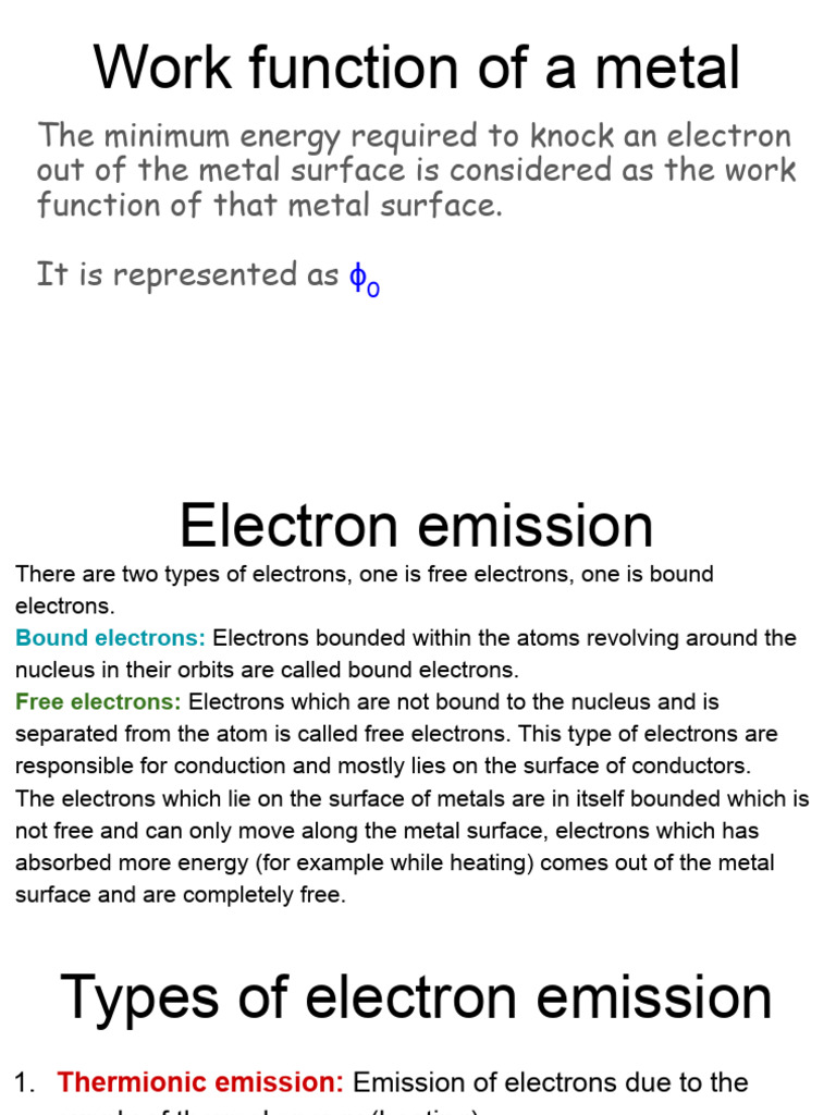 Understanding Metal Work Function and Photoelectric Effect | PDF ...