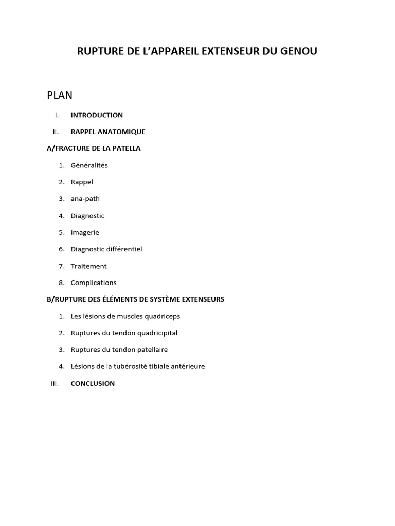 Rupture de l'appareil extenseur du genou | PDF | Genou | Médecine clinique