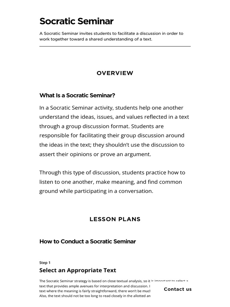 Socratic Seminar Teaching Strategy Facing History & Ourselves | PDF ...