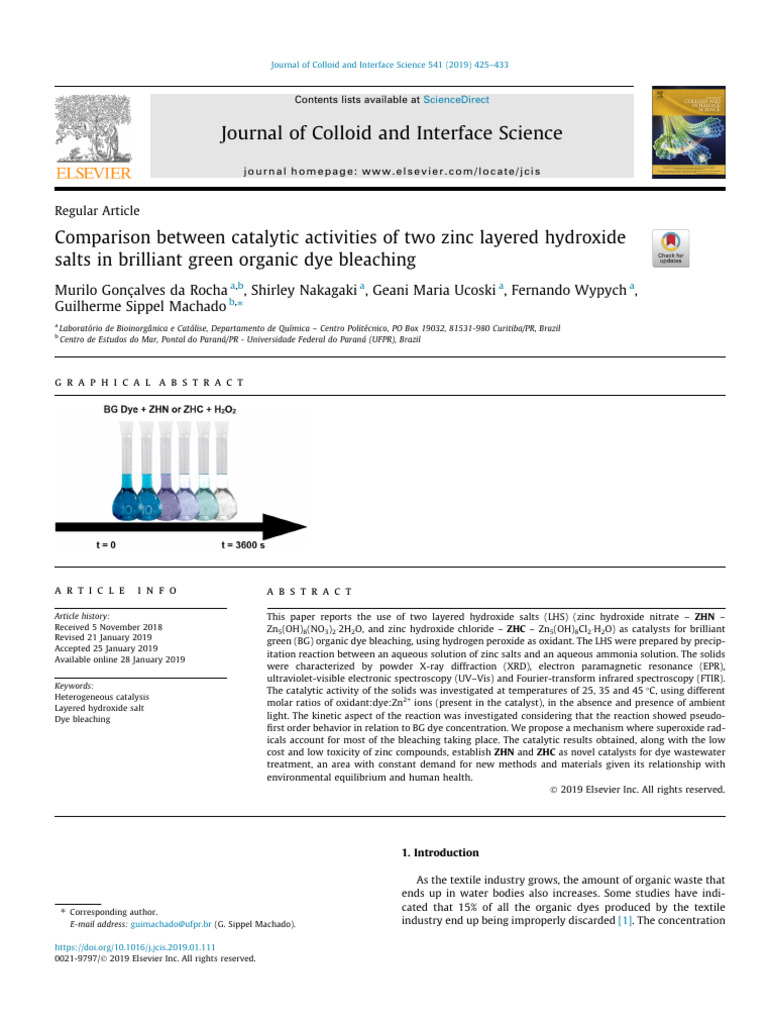 Comparison Between Catalytic Activities of Two Zinc Layered Hydroxide ...