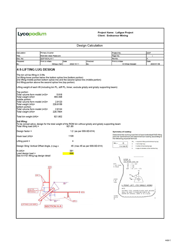 ROM Bin Lifting Design Calculations | PDF | Civil Engineering ...