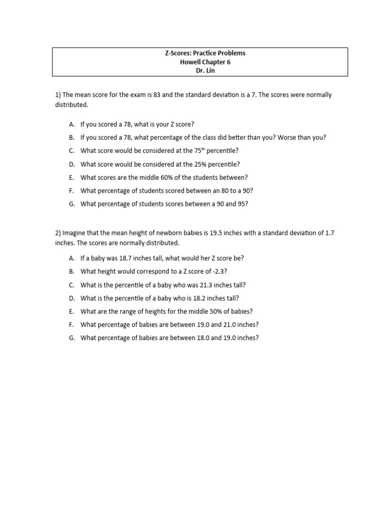Z-Score Practice Problems Explained | PDF