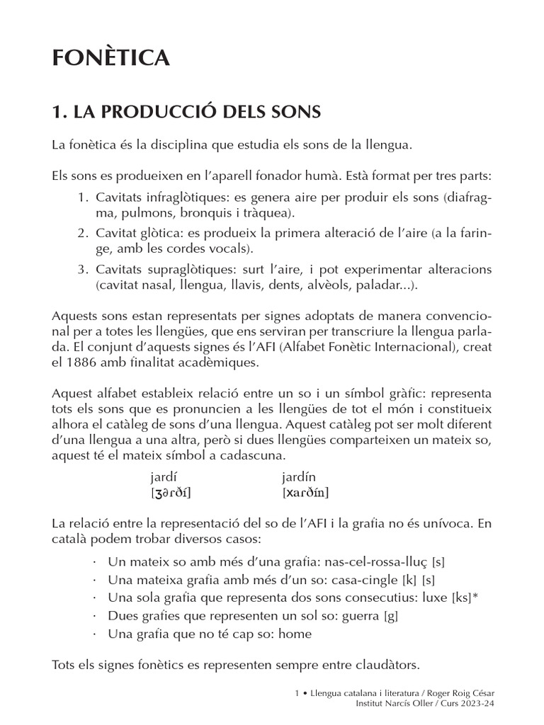 APUNTS FONÈTICA 2n BAT | PDF