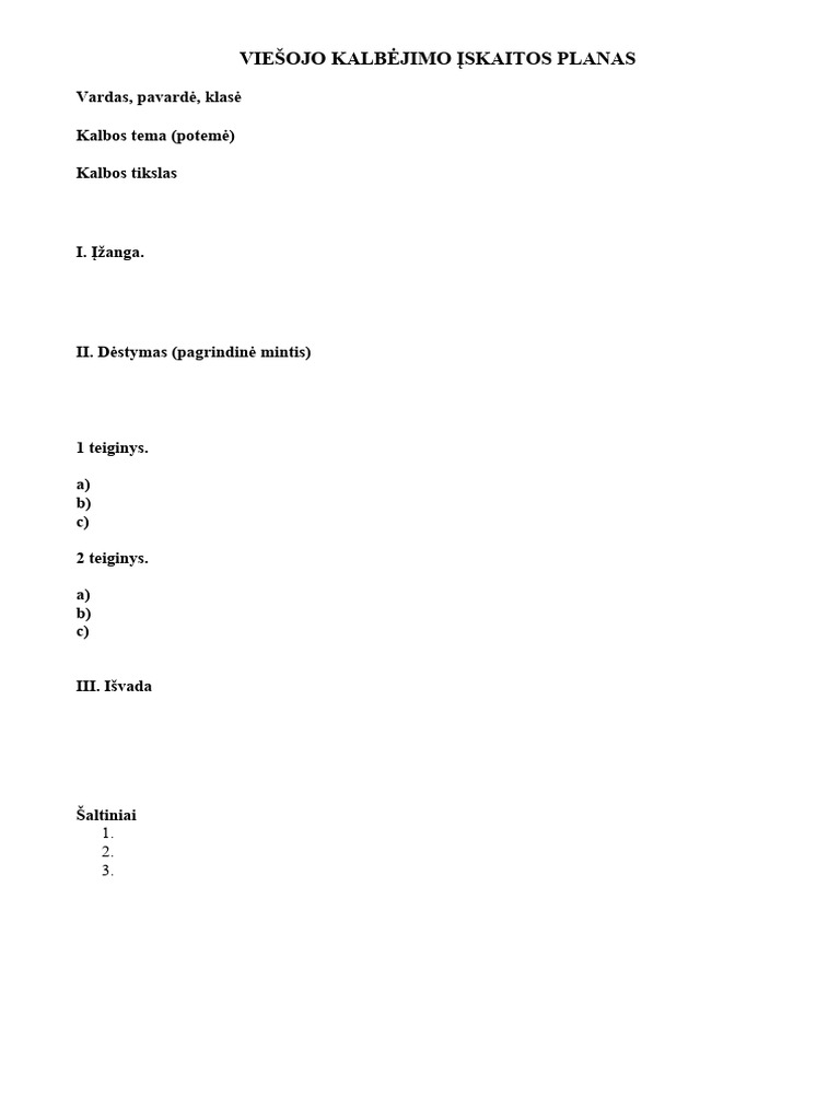 Kalbejimo Planas Pupp | PDF