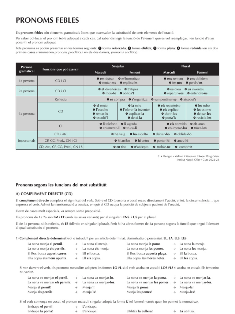 Teoria Pronoms Febles | PDF