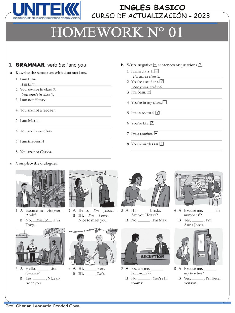 Verb To-Be Homework | PDF