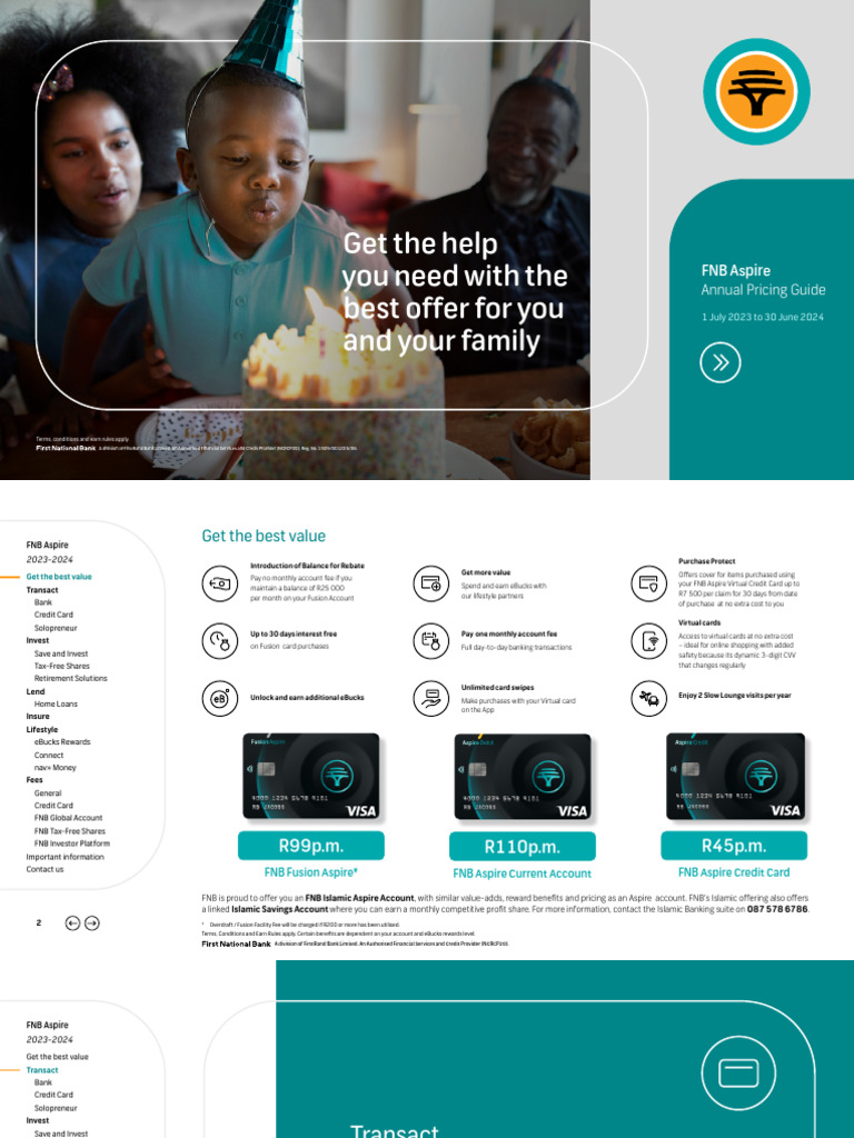 FNB Aspire Account | PDF | Credit Card | Banks