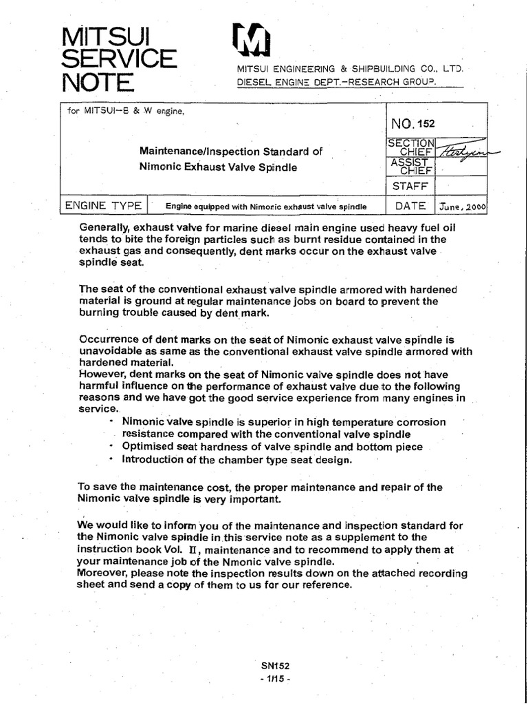 Maintenance - Inspection of Nimonic E.valve Spindle | PDF