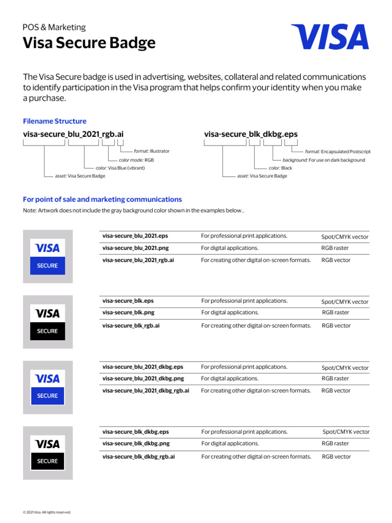 Visa Secure Badge Asset Guidelines | PDF | Computing | Vision