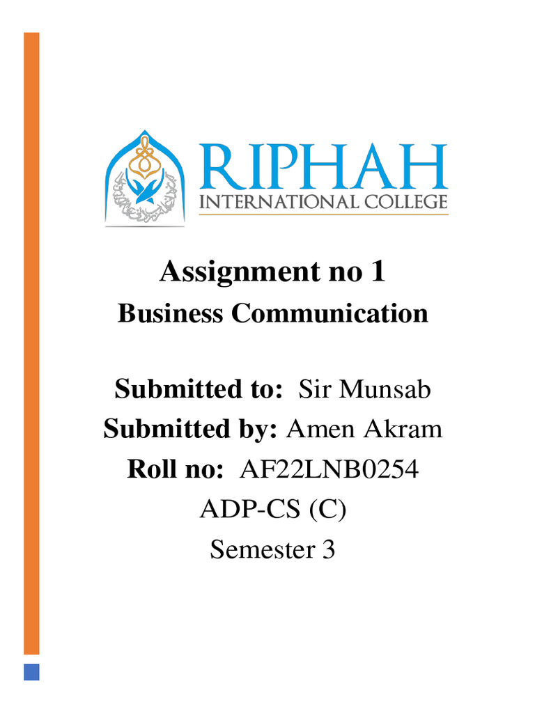Assignment 1 Business Communication | PDF | Communication | Cyberspace