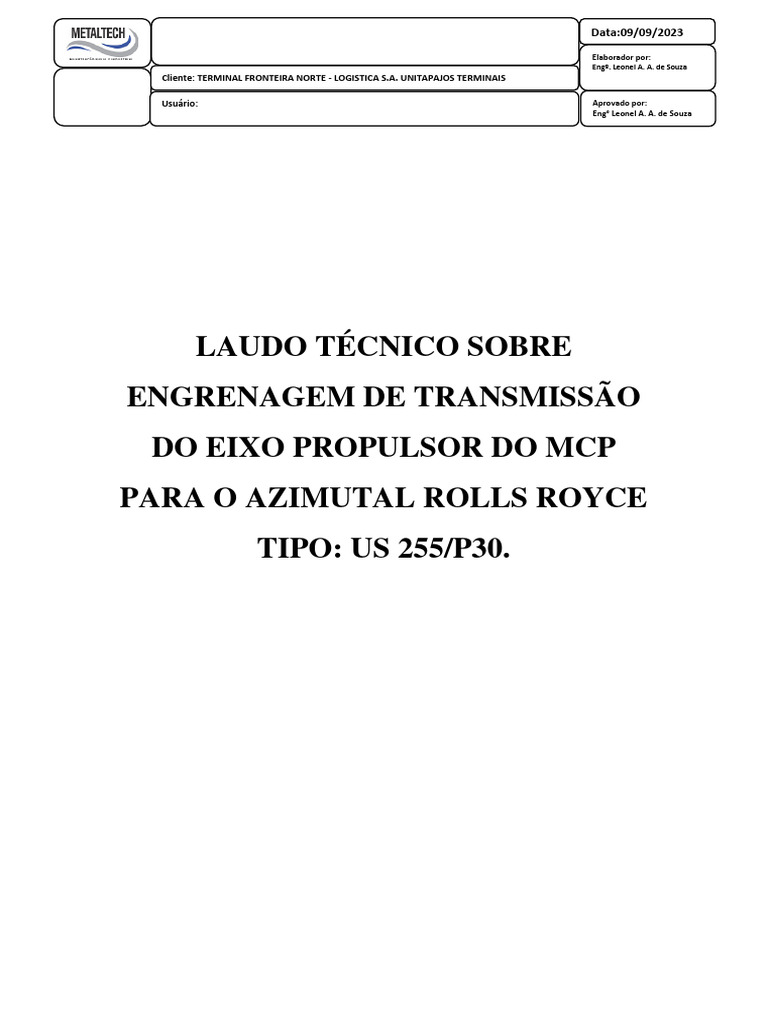 Laudo Engrenagem - Previa | PDF | Dureza | Eixo