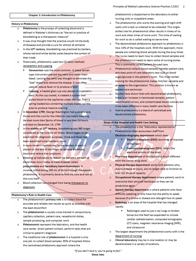 R4AC Reviewer Principles of MLS 2 LEC 1 | PDF | Pathology | Radiology