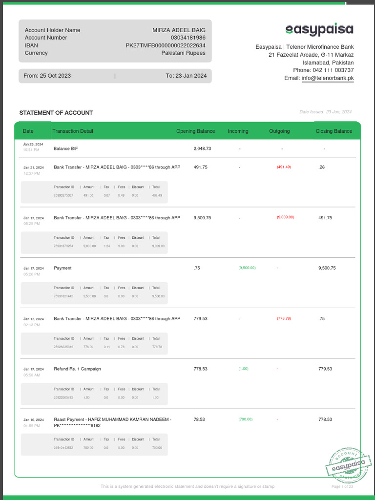 E Statement | PDF | Wire Transfer | Fee