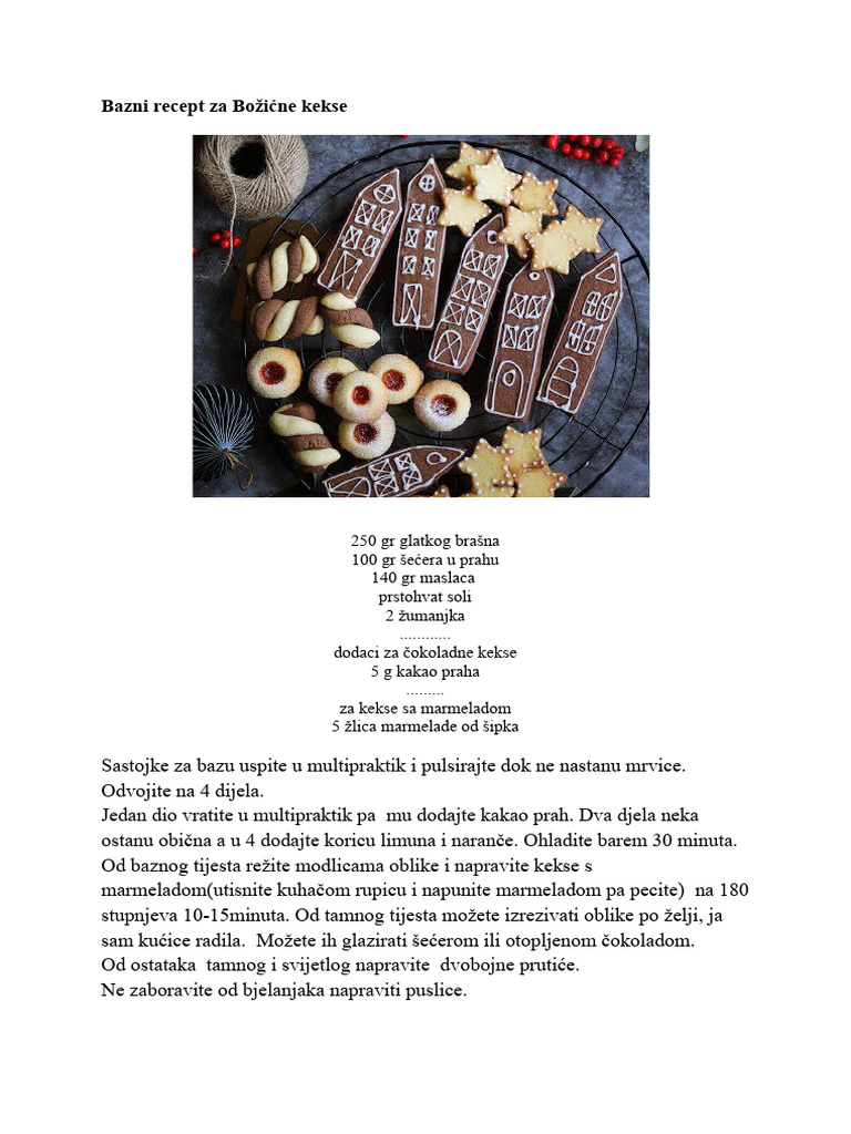 Bazni Recept Za Božićne Kekse | PDF