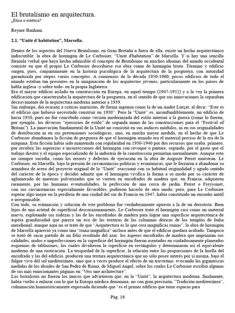 07 Banham Brutalismo Corregido | PDF | Hormigón | Diseño arquitectonico